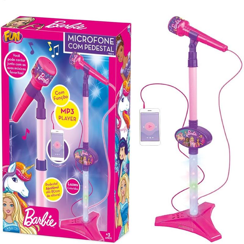 Barbie Microfone Dreamtopia Com Pedestal - Fun - Brinquedos é na Bmtoys